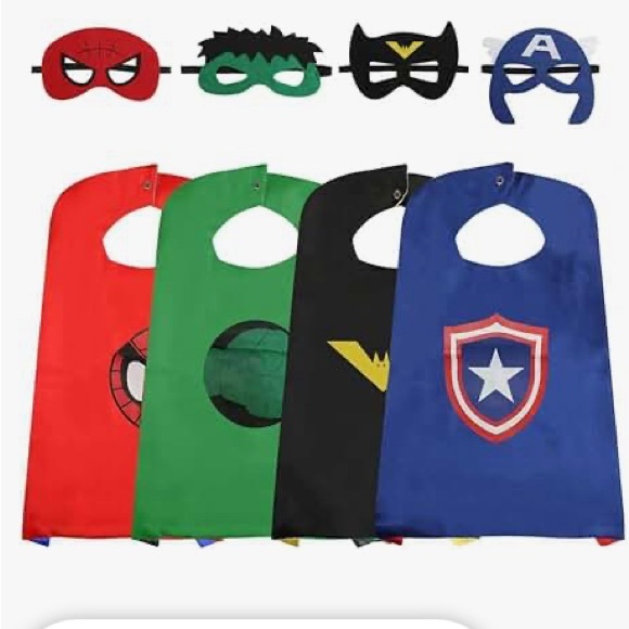 Costumes | Superhero Capes And Masks Set For Kids Red Blue Green | Poshmark